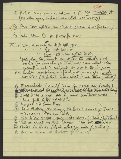 La lista di cose da fare scritta a mano di John Lennon, comicamente banale 10073_1
