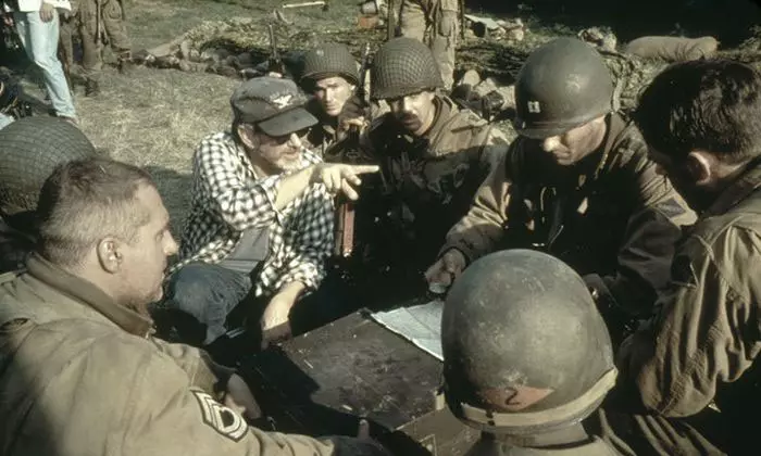 Foto dietro le quinte "Salvate il soldato Ryan" di Spielberg