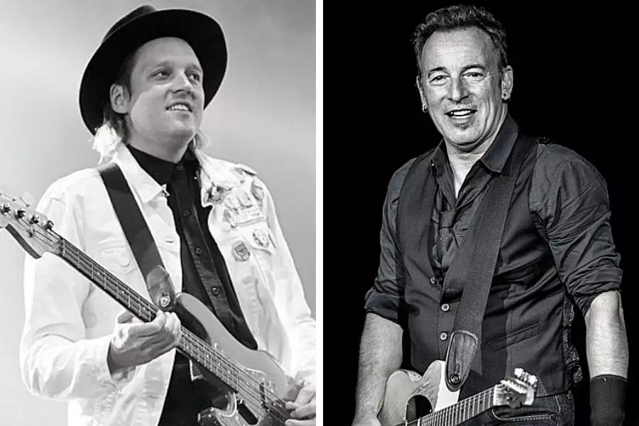 Féach ar Bruce Springsteen ag feidhmiú le Arcade Fire