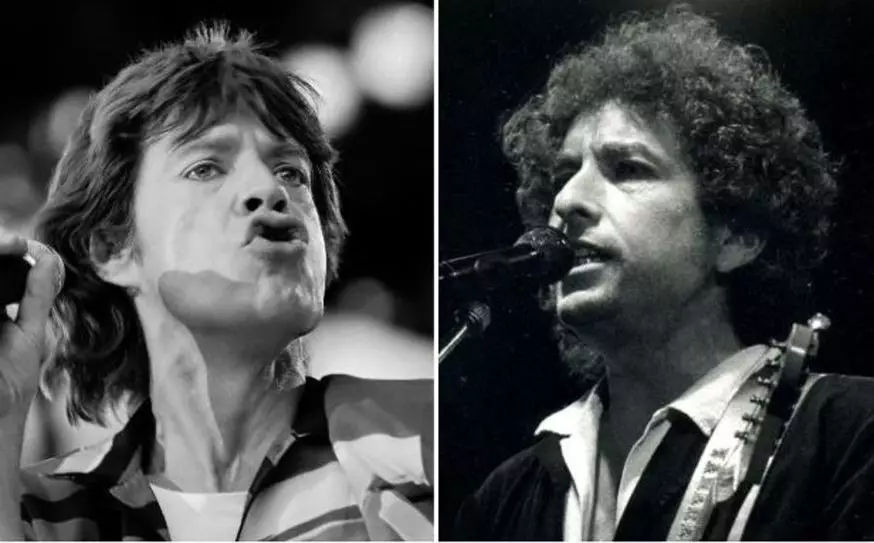 Боб Дилан һәм The Rolling Stones 'Rolling Stone' кебек чыгыш ясыйлар.