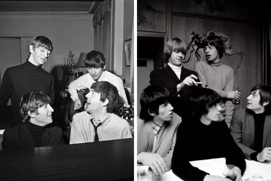 Het moment waarop The Beatles en The Rolling Stones elkaar ontmoetten