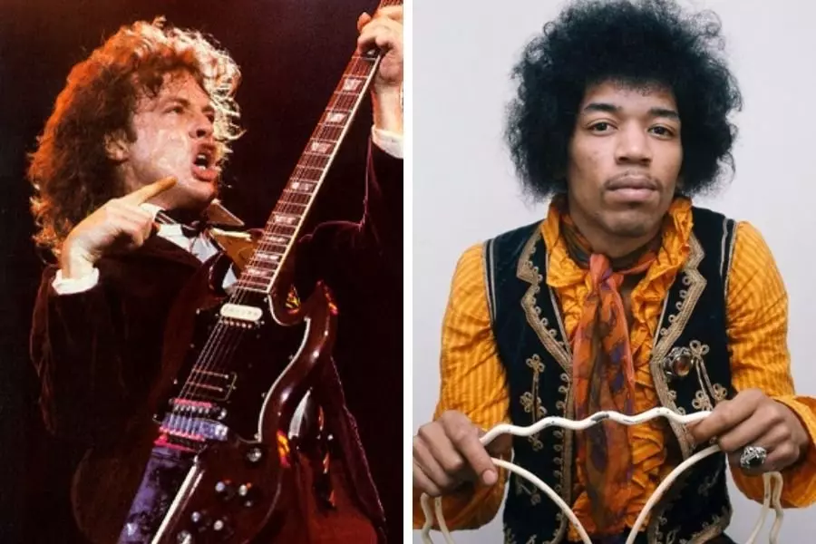 Aonghas Young ó AC/DC an chéad uair a chuala sé Jimi Hendrix