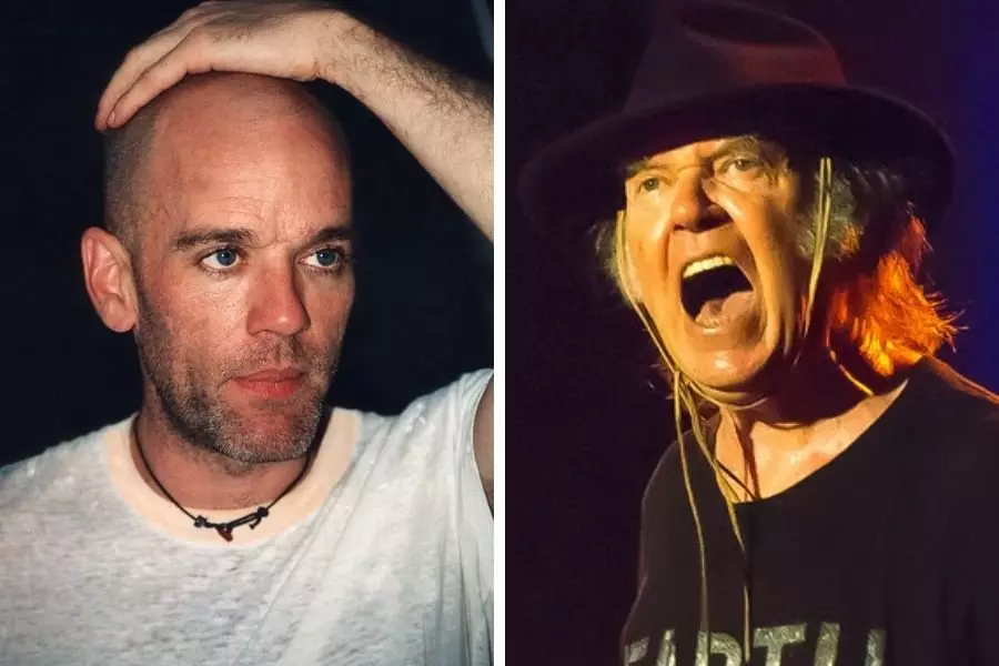 Neil Young yn ymuno â R.E.M. i ganu 'Country Feedback', 1998