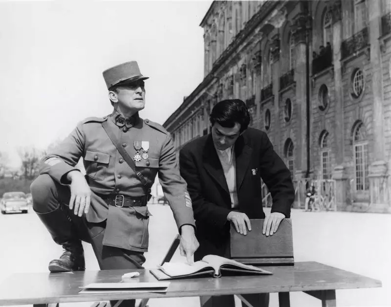 Kirk Douglas és Stanley Kubrick színész rendező A Paths to glory című film forgatása