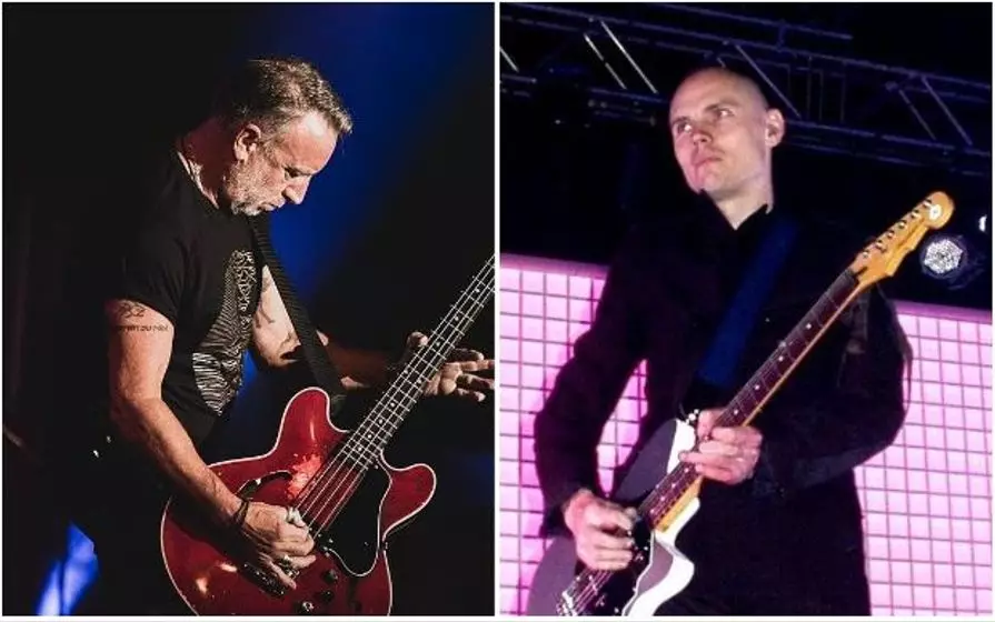 Billy Corgan és Peter Hook a Love Will Tear Us Apart című filmet játsszák