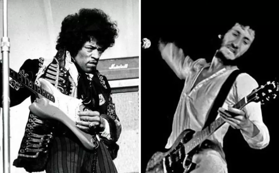 Jimi Hendrix na The Who's Pete Townshend wakiwa Monterey Pop