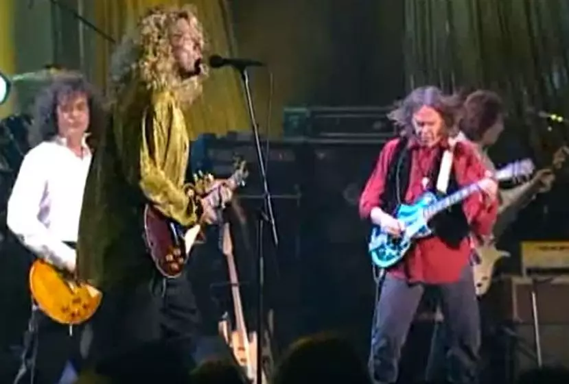 Led Zeppelin yn aduno i jamio gyda Neil Young