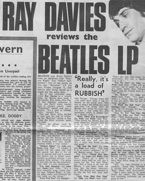 Isang beses nirepaso ni Ray Davies ng The Kinks ang The Beatles 'Revolver' 7532_2