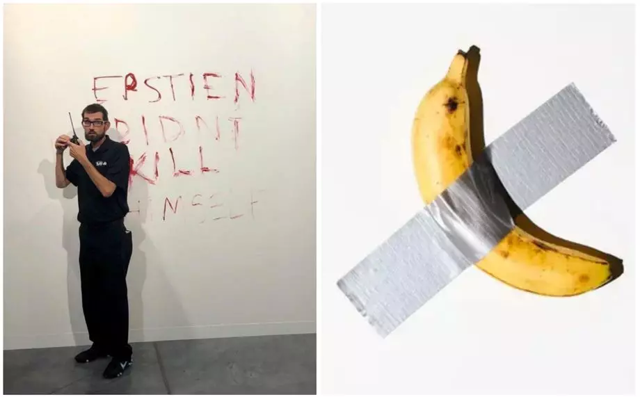 ศิลปะกล้วยมูลค่า 120,000 ดอลลาร์ถูกทำลายด้วยข้อความของ Epstein