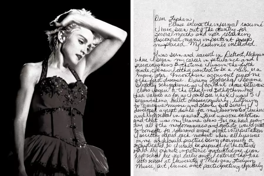 Madonna kuulsuse-eelne käsitsi kirjutatud kiri erootilise filmitegijale